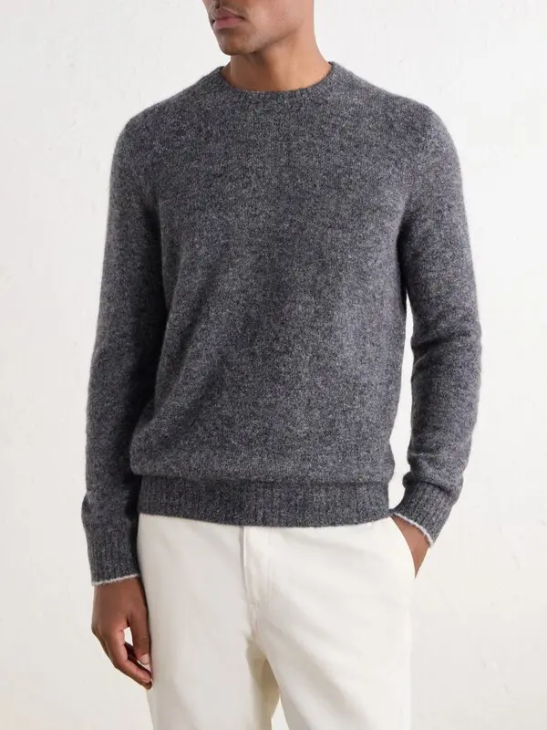 Brunello Cucinelli Mélange Brushed Cashmere Sweater - Gray
