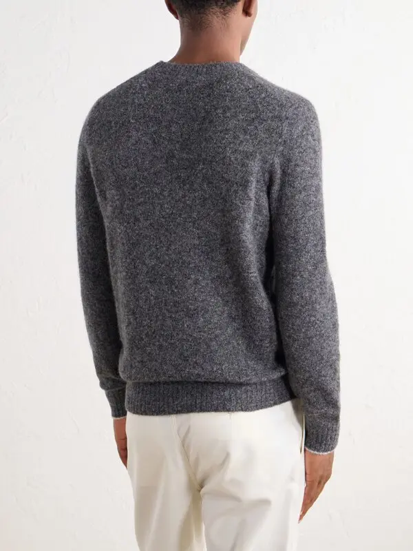 Brunello Cucinelli Mélange Brushed Cashmere Sweater - Gray