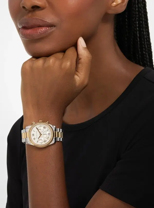 Michael Kors Lexington Pavé Two-tone Watch In By