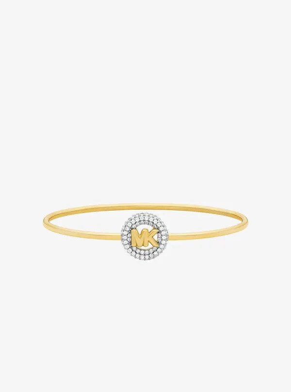 Michael Kors Pavé Logo Charm Bangle In By - Silver