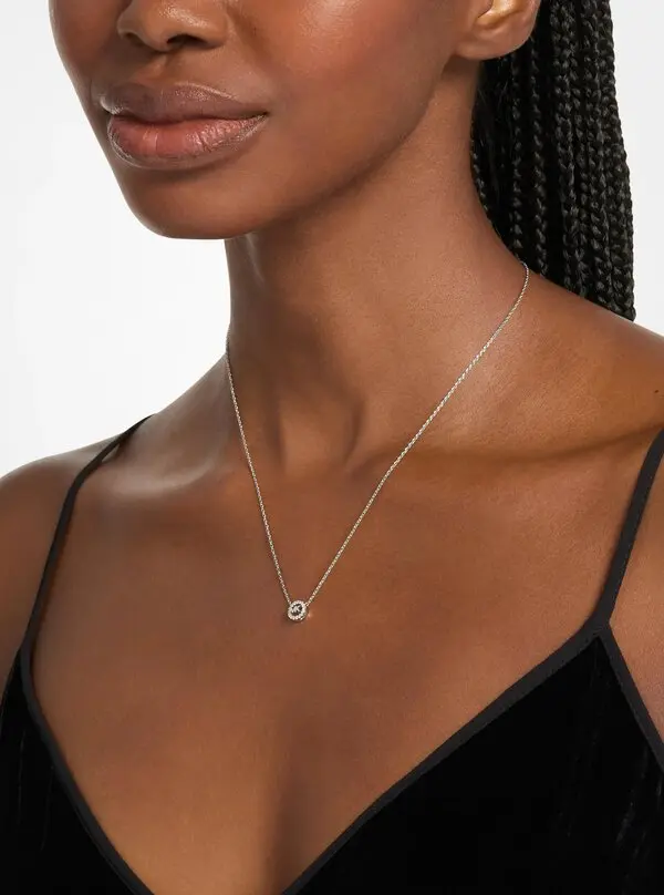 Michael Kors Pavé Logo Charm Necklace In By