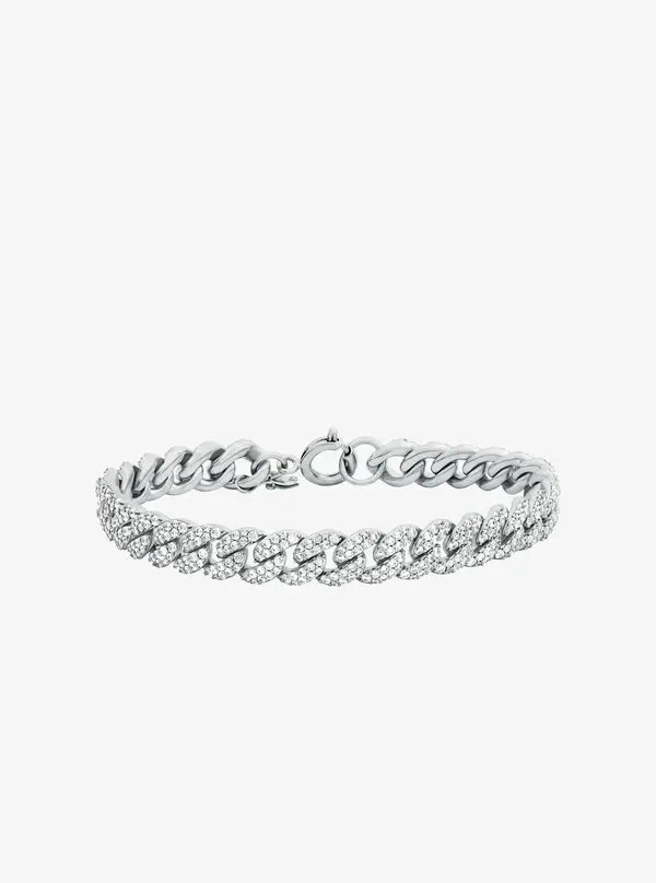 Michael Kors Pavé Curb-link Chain Bracelet In By - Silver