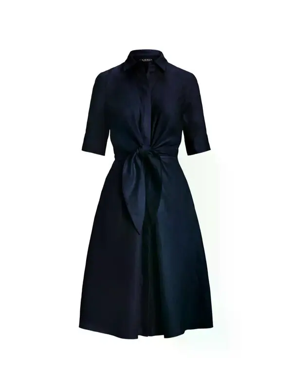 Ralph Lauren Tie-waist Linen Midi Dress - Blue