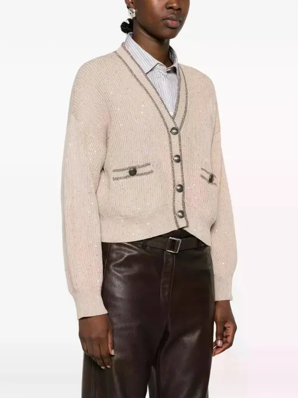 Brunello Cucinelli Sequin-embellished Monili-trim Cardigan