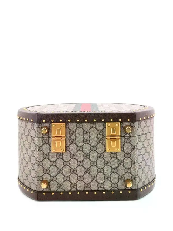 Gucci Savoy Hat Box Bag Gg Coated Canvas With Leather Small Satchel