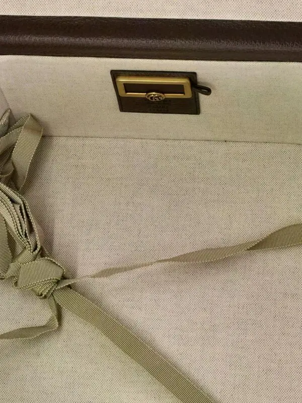 Gucci Savoy Hat Box Bag Gg Coated Canvas With Leather Small Satchel