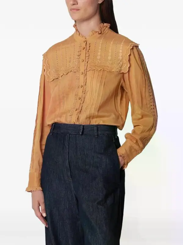 MARANT ETOILE Lonzie Embroidered Ruffled Shirt - Orange