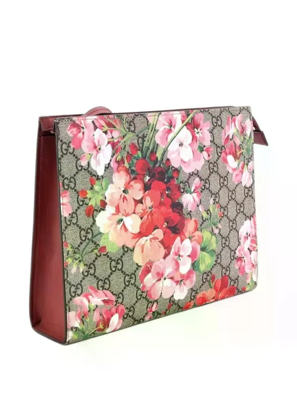 Gucci Toiletry Pouch Blooms Print Gg Coated Canvas Large Clutch Bag