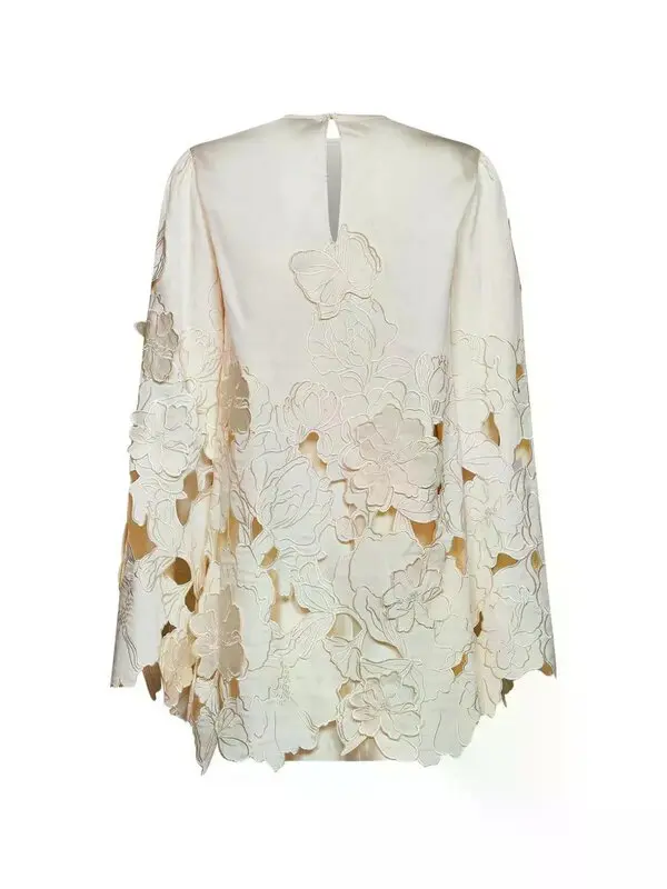 Costarellos Floral-embroidered Scalloped Tunic