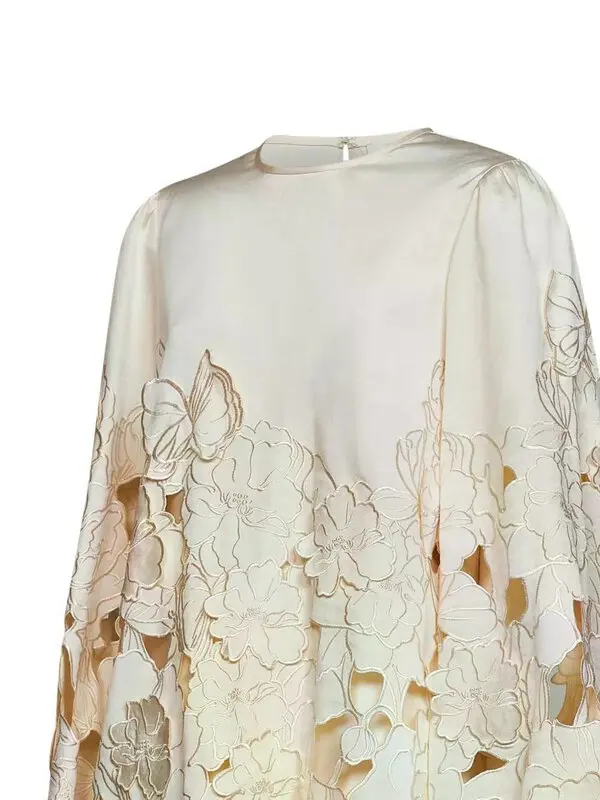 Costarellos Floral-embroidered Scalloped Tunic