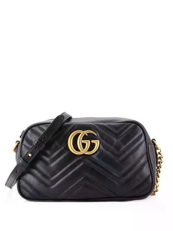 Gucci Gg Marmont Shoulder Bag Matelasse Leather Small Crossbody Bag - Black
