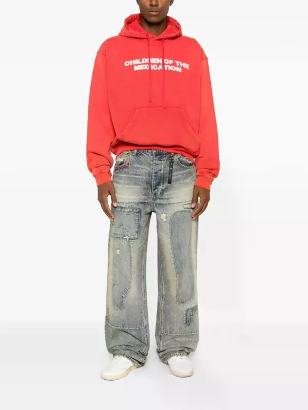 DAGGER Slogan-print Distressed Hoodie