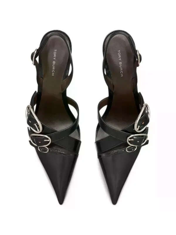 Tory Burch Multi Buckle Slingback - Black