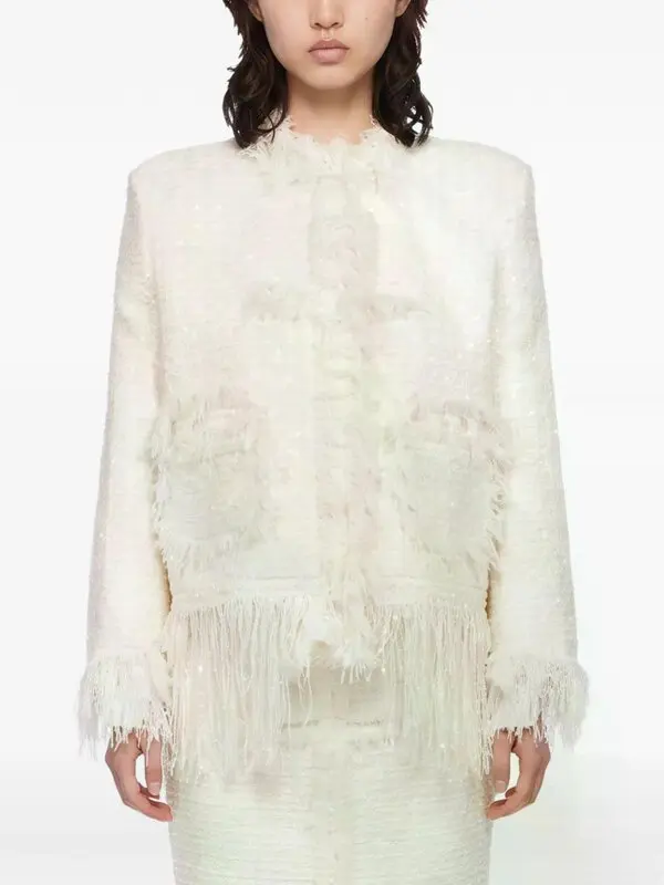 Matieres Fecales Sequin-embellished Fringed Jacket