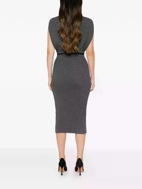 TWINSET Ribbed Roll-neck Midi Dress
