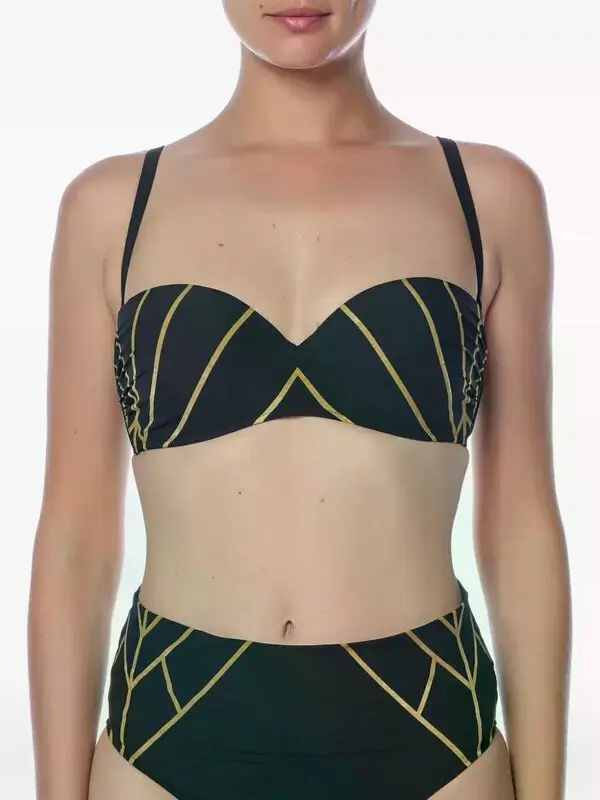 GOTTEX Geometric-print Bandeau Bikini Top - Black