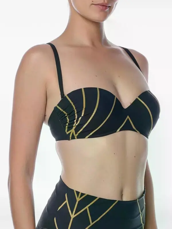 GOTTEX Geometric-print Bandeau Bikini Top