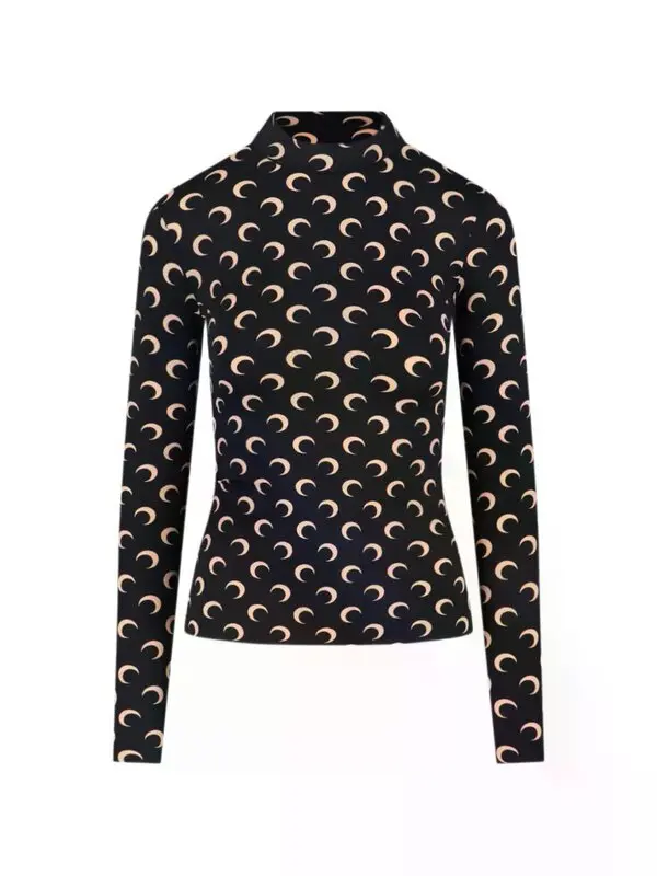 MARINE SERRE Recycled Moon Jersey Second Skin Highneck Top