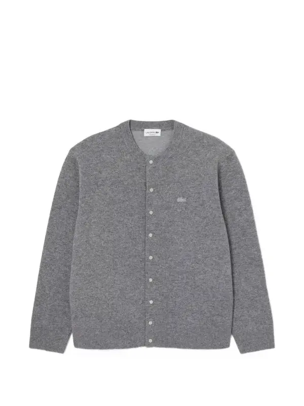 Lacoste Felted-wool Crew-neck Cardigan - Grey