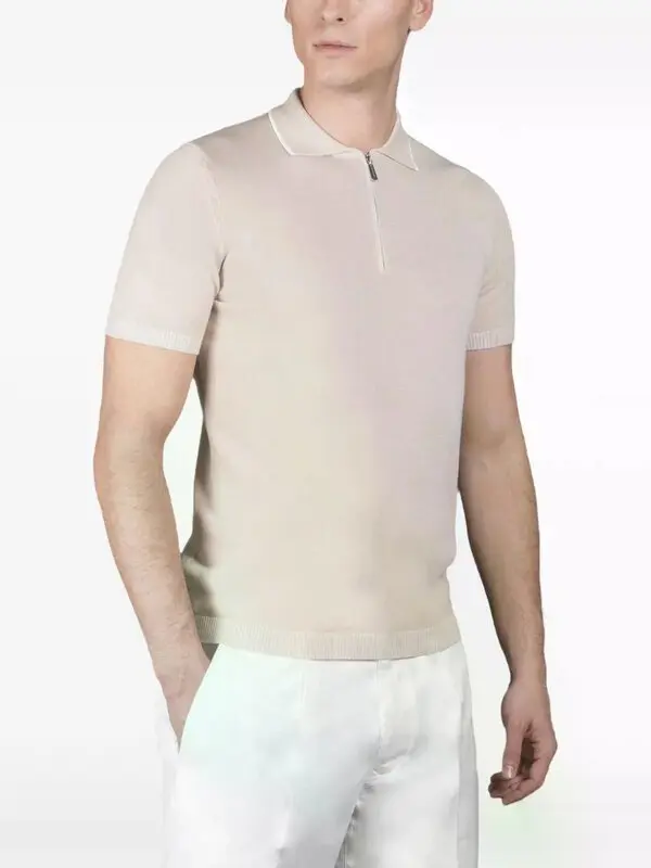 MOORER Short-sleeve Zip-up Sweater