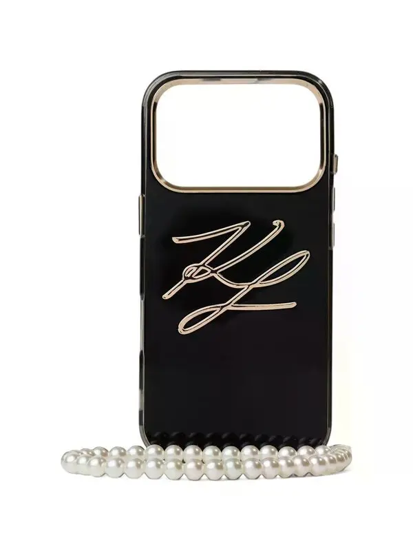 Karl Lagerfeld Autograph Faux-pearl Strap Iphone 17 Pro Case