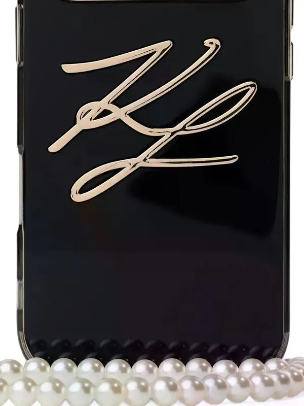 Karl Lagerfeld Autograph Faux-pearl Strap Iphone 17 Pro Case