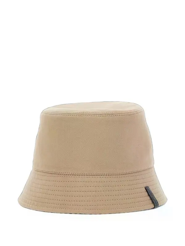 Brunello Cucinelli Cotton, Linen And Virgin Wool Reversible Bucket Hat With Monili - Neutrals