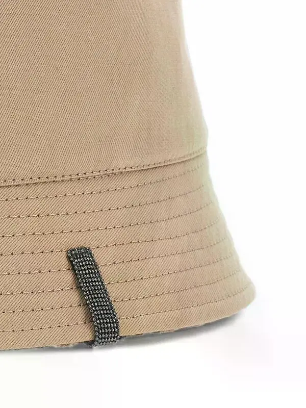 Brunello Cucinelli Cotton, Linen And Virgin Wool Reversible Bucket Hat With Monili