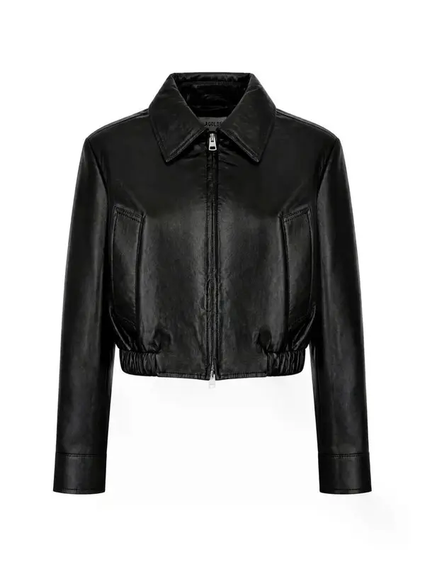 AGOLDE Leather Bomber Jacket - Black