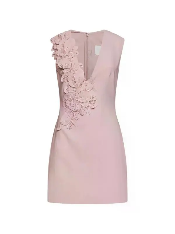 Costarellos Anora Floral-appliqué Bead-embellished Mini Dress - Pink