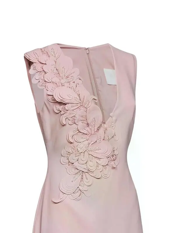 Costarellos Anora Floral-appliqué Bead-embellished Mini Dress