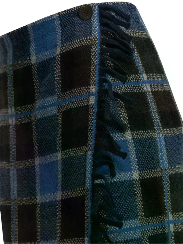 Guest In Residence Check-pattern Fringed Midi Skirt