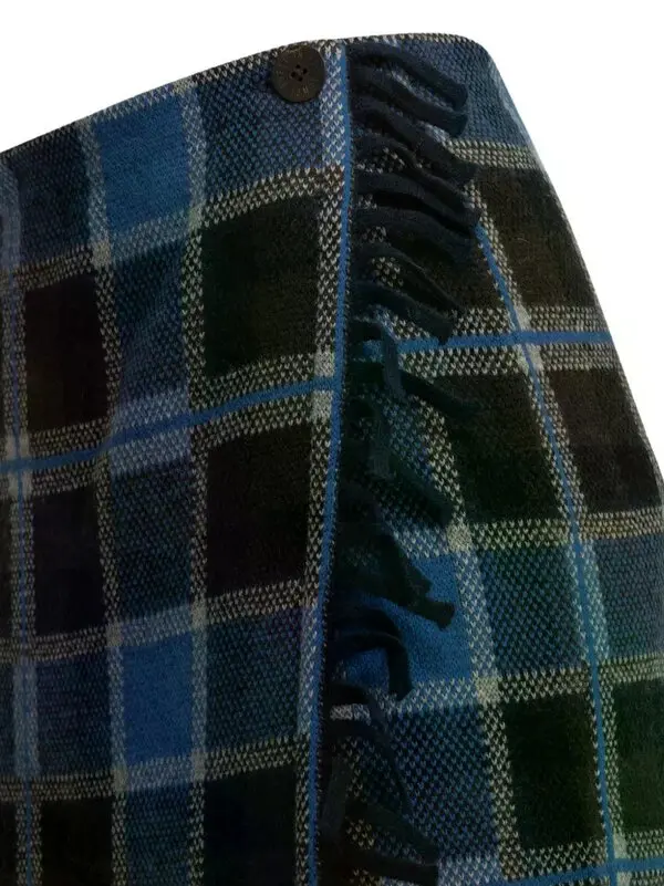 Guest In Residence Check-pattern Fringed Midi Skirt