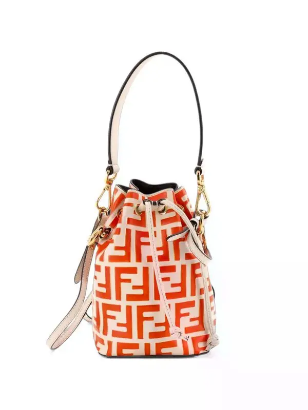 Fendi Mon Tresor Zucca Embossed Leather Mini Bucket Bag - Neutrals