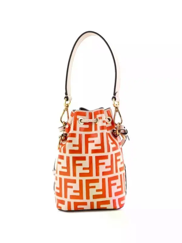 Fendi Mon Tresor Zucca Embossed Leather Mini Bucket Bag - Neutrals