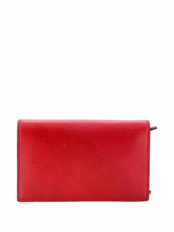 Gucci Interlocking Wallet On Chain Leather Crossbody Bag - Red