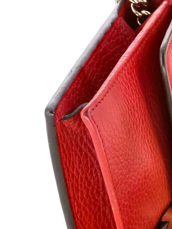 Gucci Interlocking Wallet On Chain Leather Crossbody Bag - Red