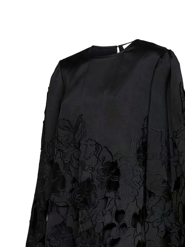 Costarellos Floral-embroidered Scalloped-hem Mini Dress