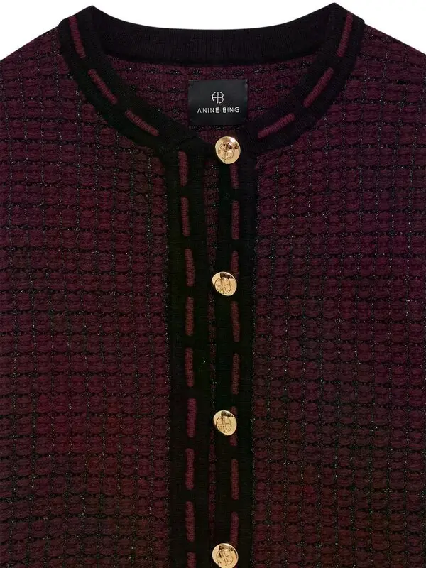 ANINE BING Nora Tweed Cardigan Burgundy