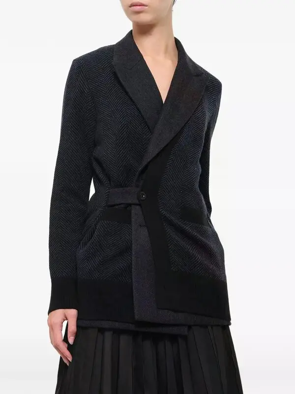 Sacai Double-faced Herringbone-knit Cardigan