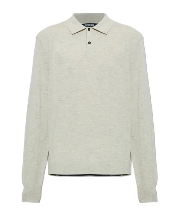 Jacquemus Long-sleeve Knitted Polo Shirt - Grey