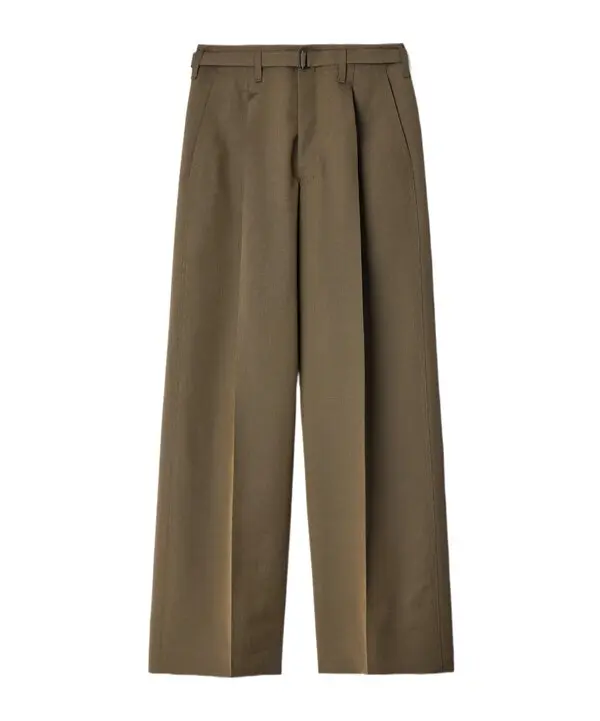 LEMAIRE Wide-leg Pleated Trousers In Wool And Mohair Blend - Tonic Grey