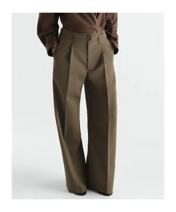 LEMAIRE Wide-leg Pleated Trousers In Wool And Mohair Blend