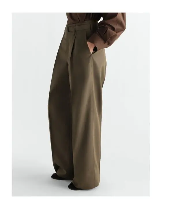 LEMAIRE Wide-leg Pleated Trousers In Wool And Mohair Blend