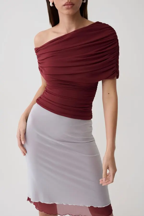 Meshki Arina Fluid Loose Neck Jersey Mesh Top
