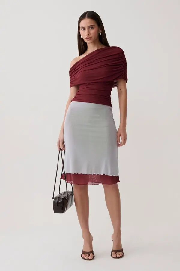 Meshki Arina Fluid Loose Neck Jersey Mesh Top