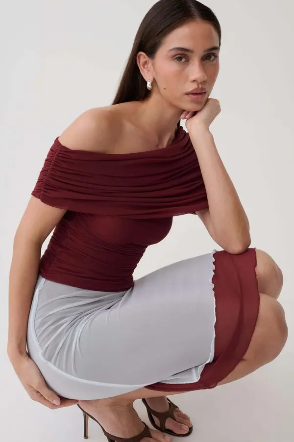 Meshki Arina Fluid Loose Neck Jersey Mesh Top