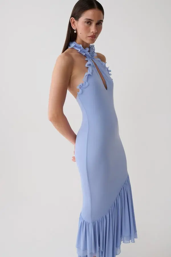 Meshki Maisey Mesh Midi Dress - Blue