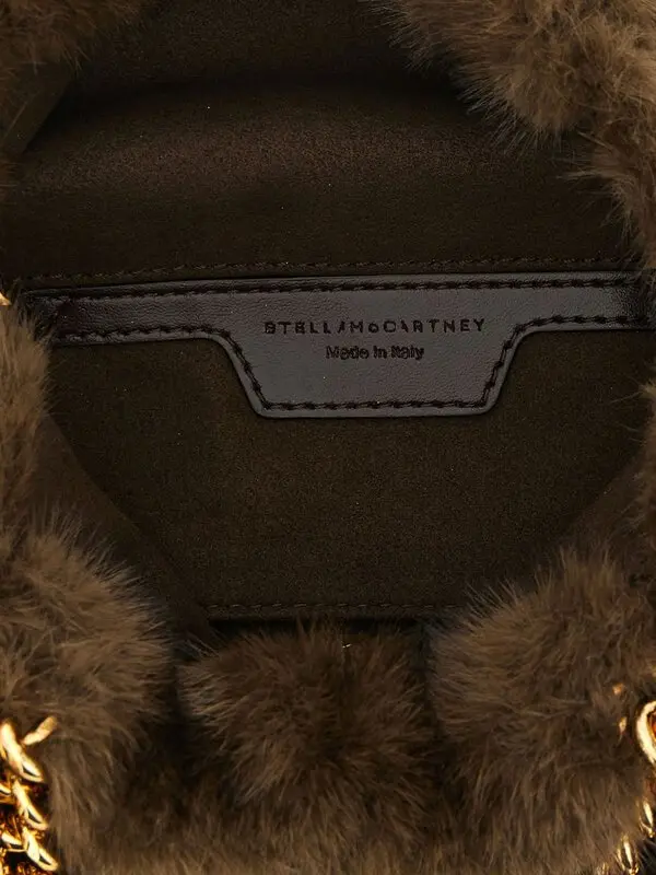 Stella McCartney Mini Tote Bag In Faux Leather With Metallic Mesh Trim - Dark