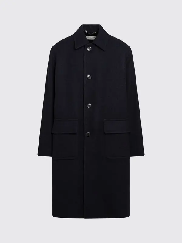 Dries Van Noten Single-breasted Long Coat In Pure Wool With Flap Pockets